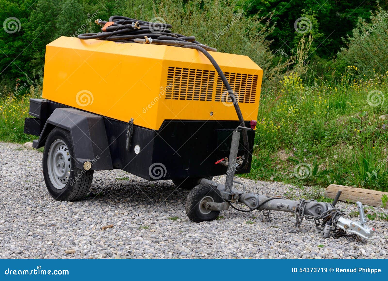 A yellow compressor site stock image. Image of engine - 54373719