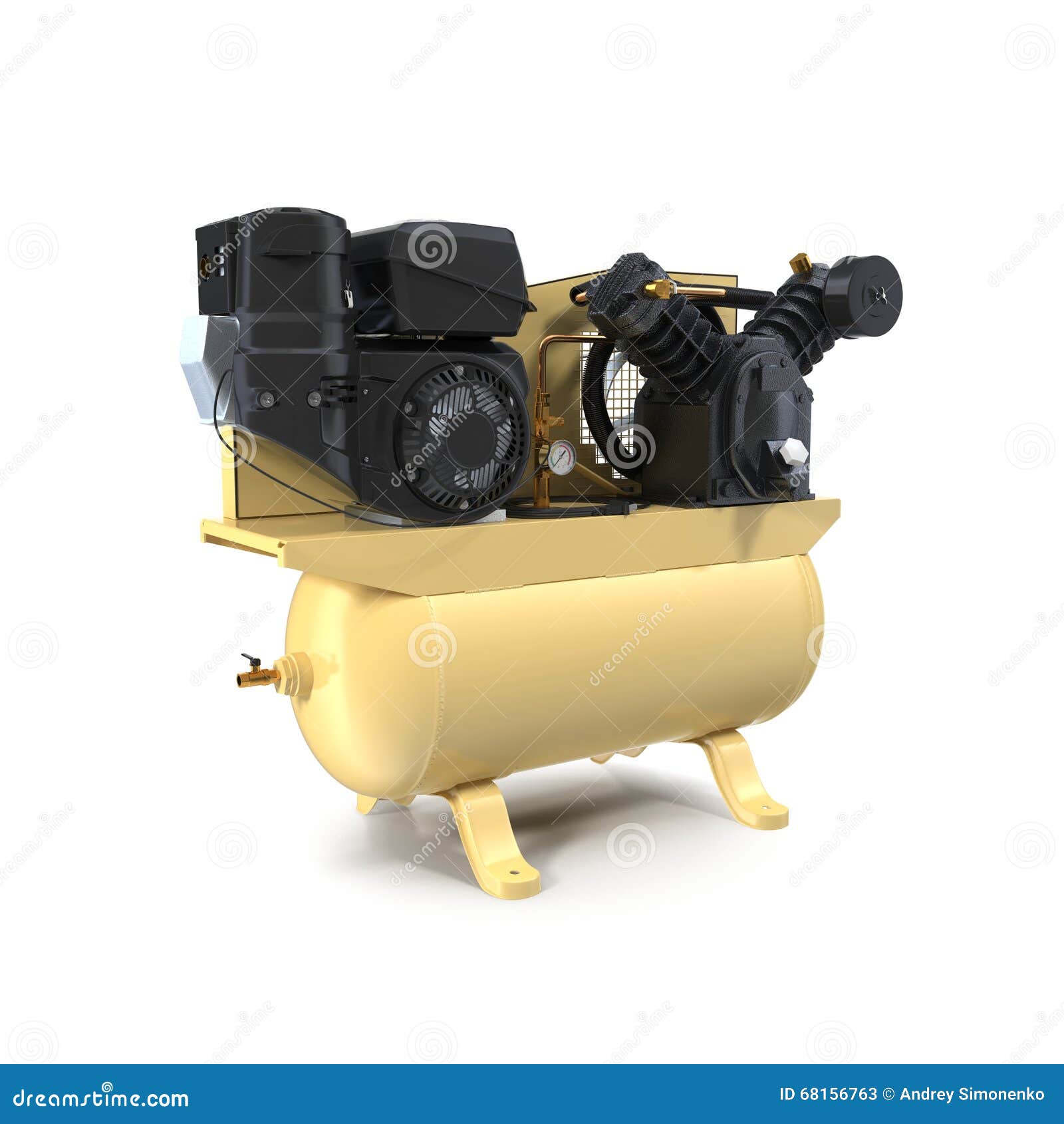 Yellow Compressor On A White Background. Stock Image - Image of ...