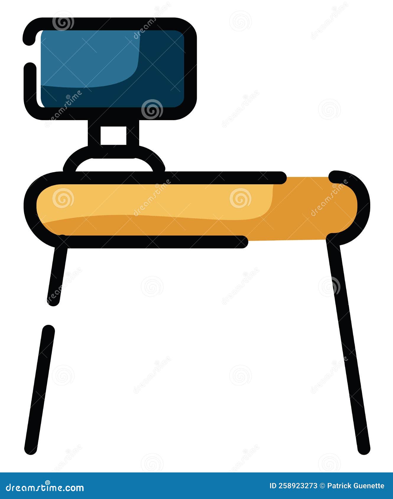 Yellow computer desk, icon stock vector. Illustration of home - 258923273