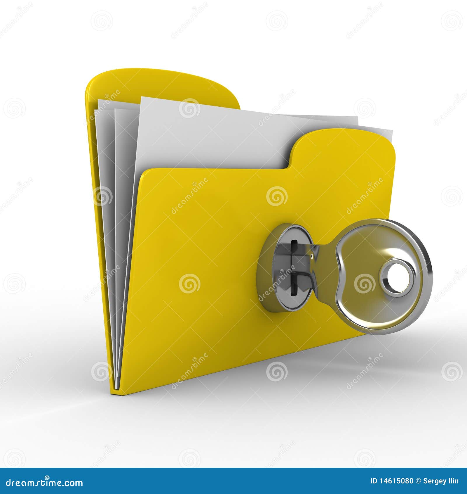 Yellow Computer Folder with Key Stock Illustration - Illustration of ...