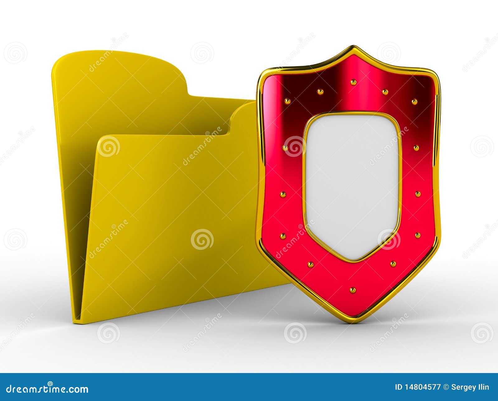 Yellow Computer Folder Icon With Padlock, 3D Rendering Stock Photo ...