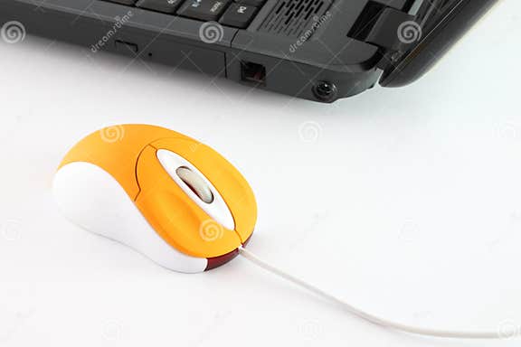Yellow Computer Mouse on Working Desktop. Stock Photo - Image of cable ...