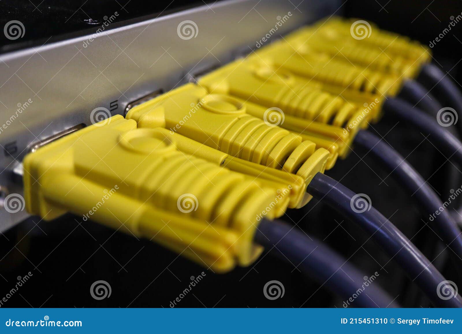 Yellow Computer Video VGA Cables on KVM Panel Close Up Stock Photo ...