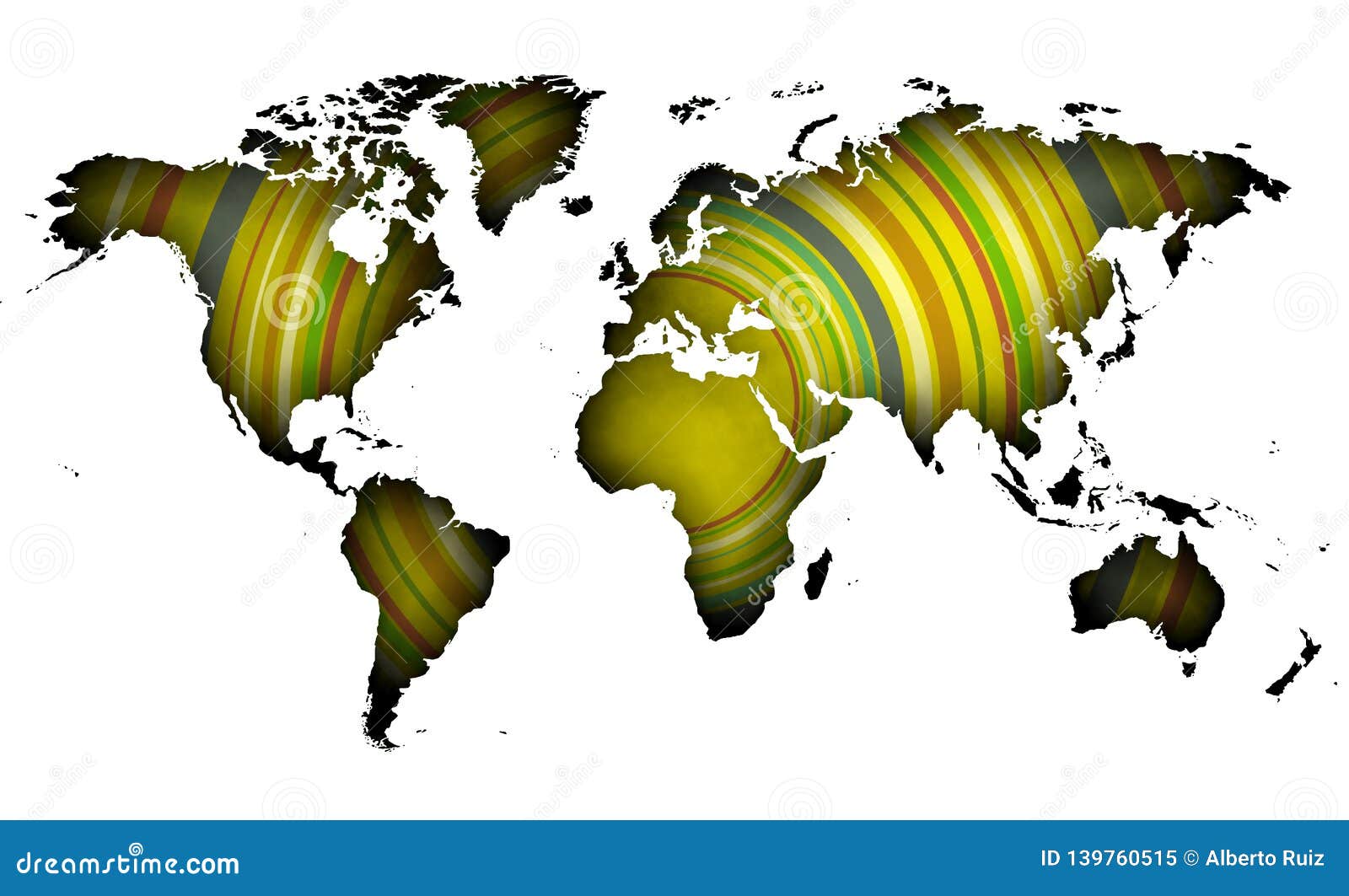 Yellow Concentric Worldmap With Perimetral Shadows. Stock Image ...