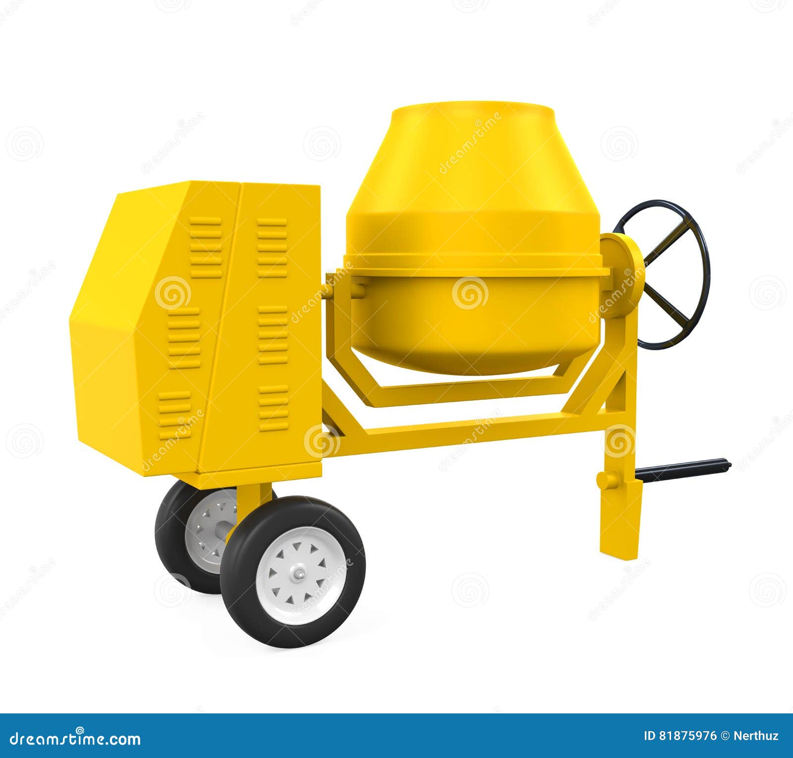 Yellow Concrete Mixer stock illustration. Illustration of tool - 81875976