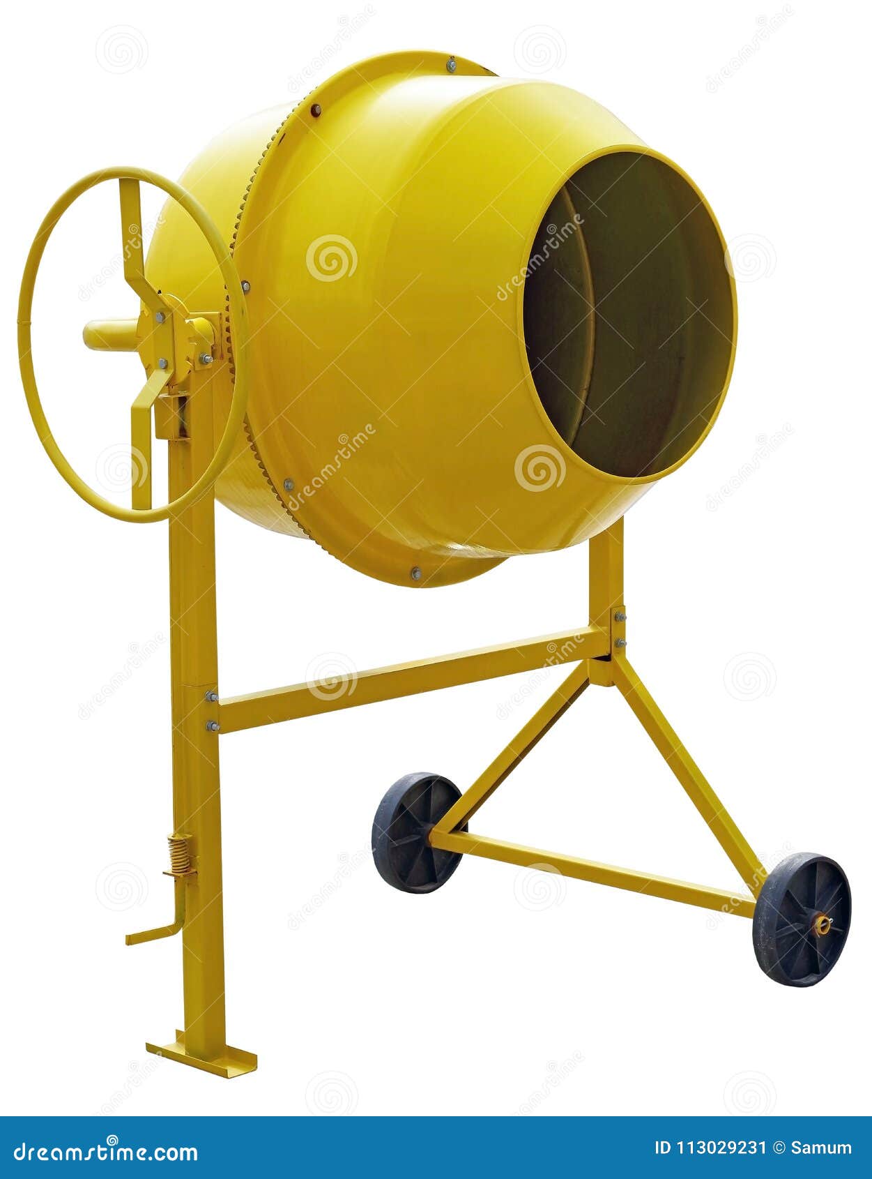 Yellow Concrete Mixer stock image. Image of steel, industry - 113029231