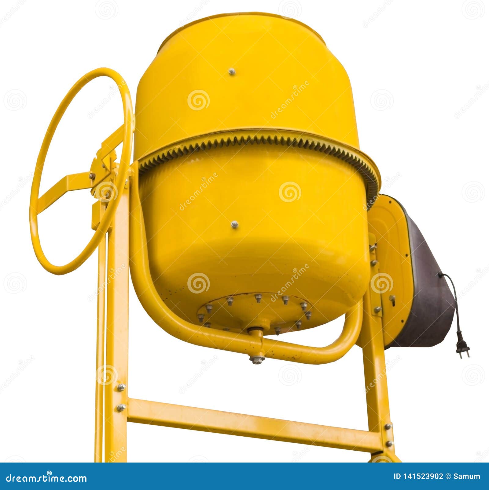 Yellow Concrete Mixer on White Stock Photo - Image of craft, cement ...