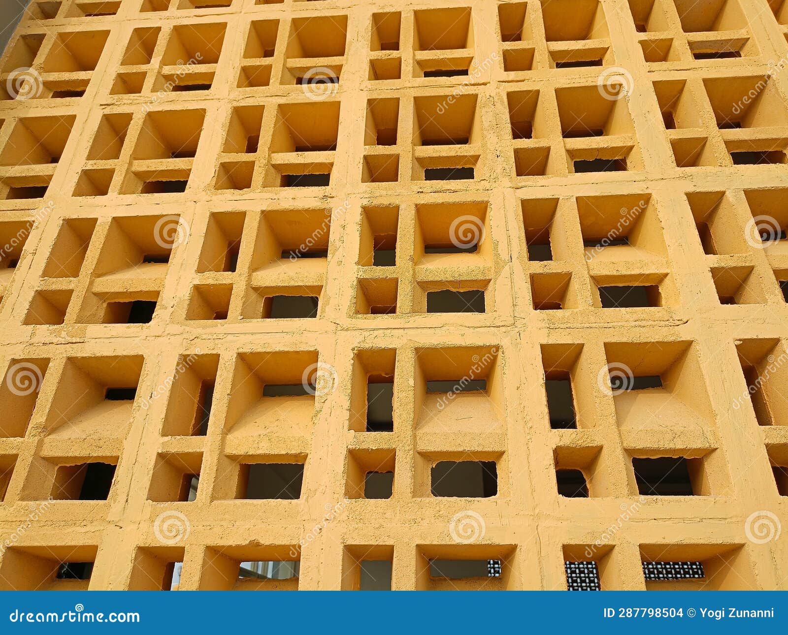 Yellow Concrete Roster Ventilation Wall Stock Photo - Image of industry ...