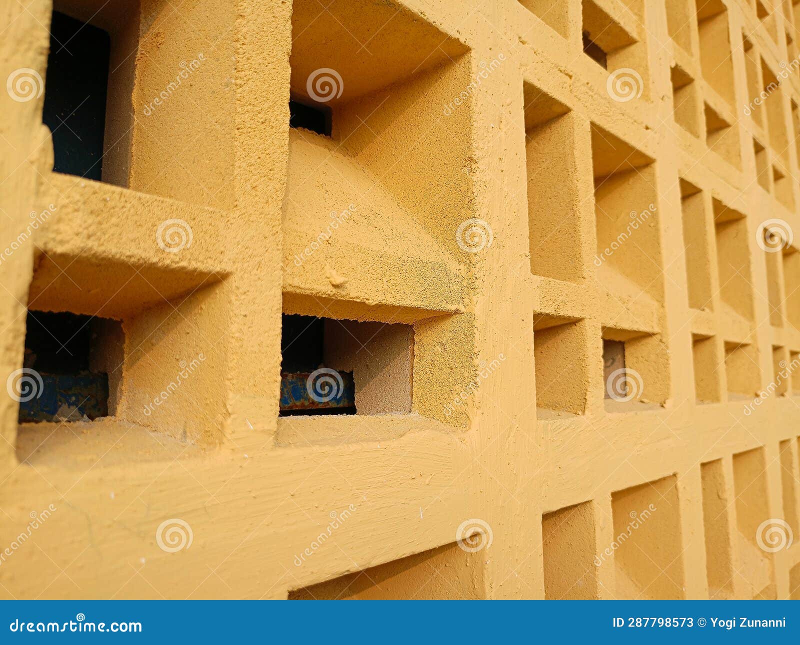 Yellow Concrete Roster Ventilation Wall Stock Image - Image of industry ...
