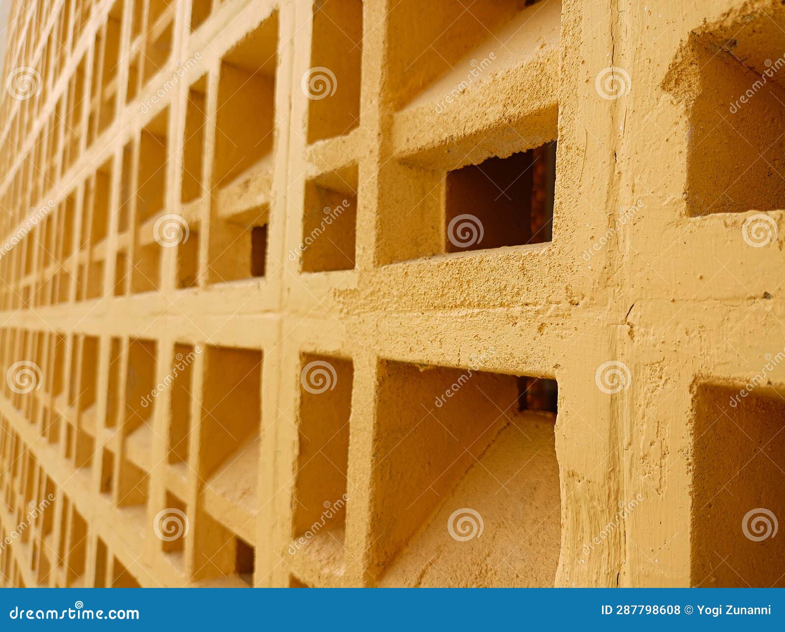 Yellow Concrete Roster Ventilation Wall Stock Photo - Image of ornate ...