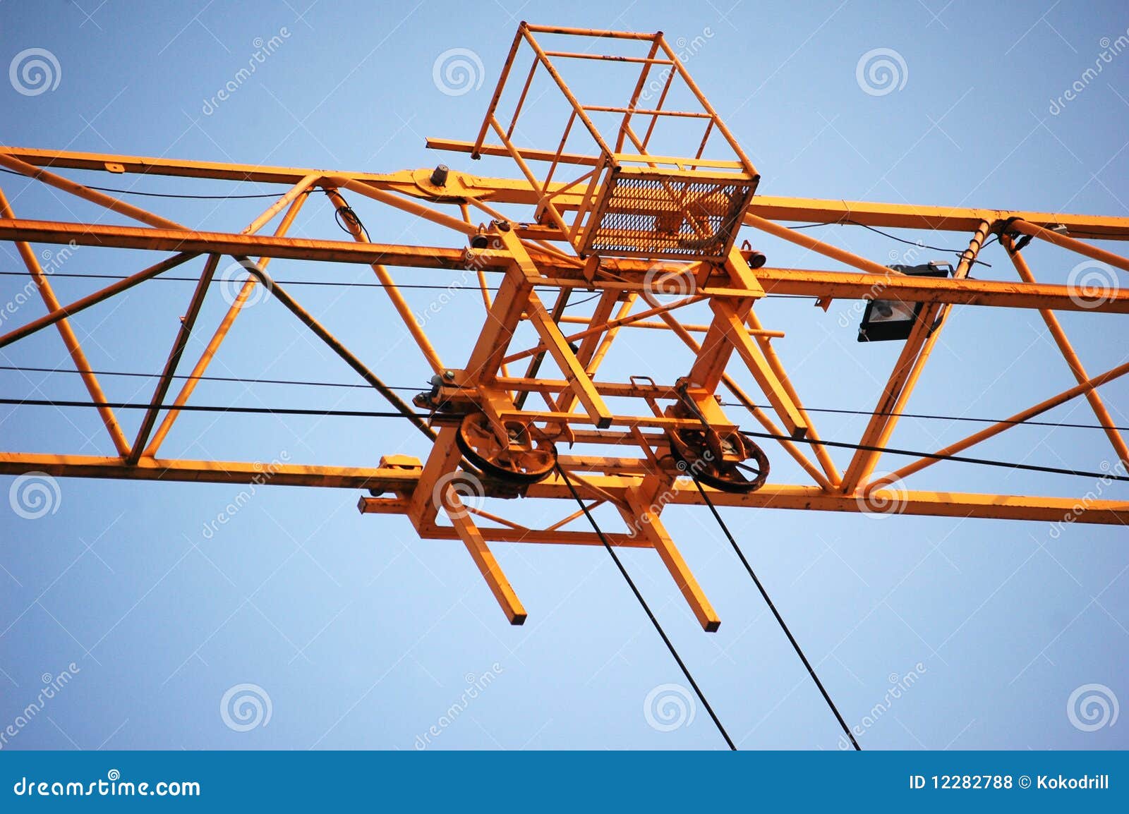 Yellow construction crane stock photo. Image of building - 12282788