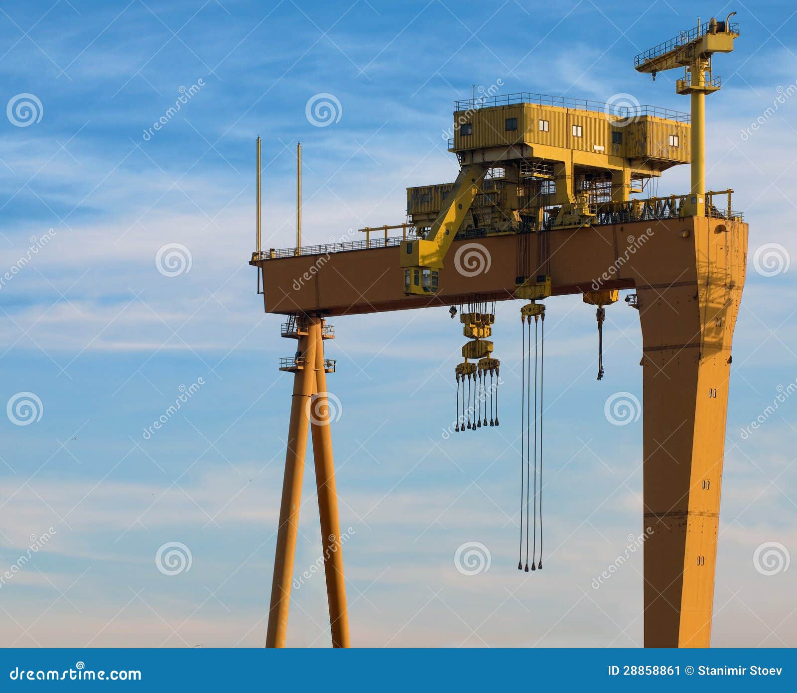 Big Yellow Construction Crane For Heavy Lifting Isolated On White ...