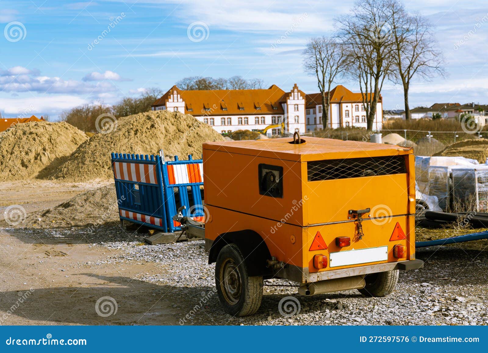 Yellow Construction Generator at a Construction Site. Stock Photo ...