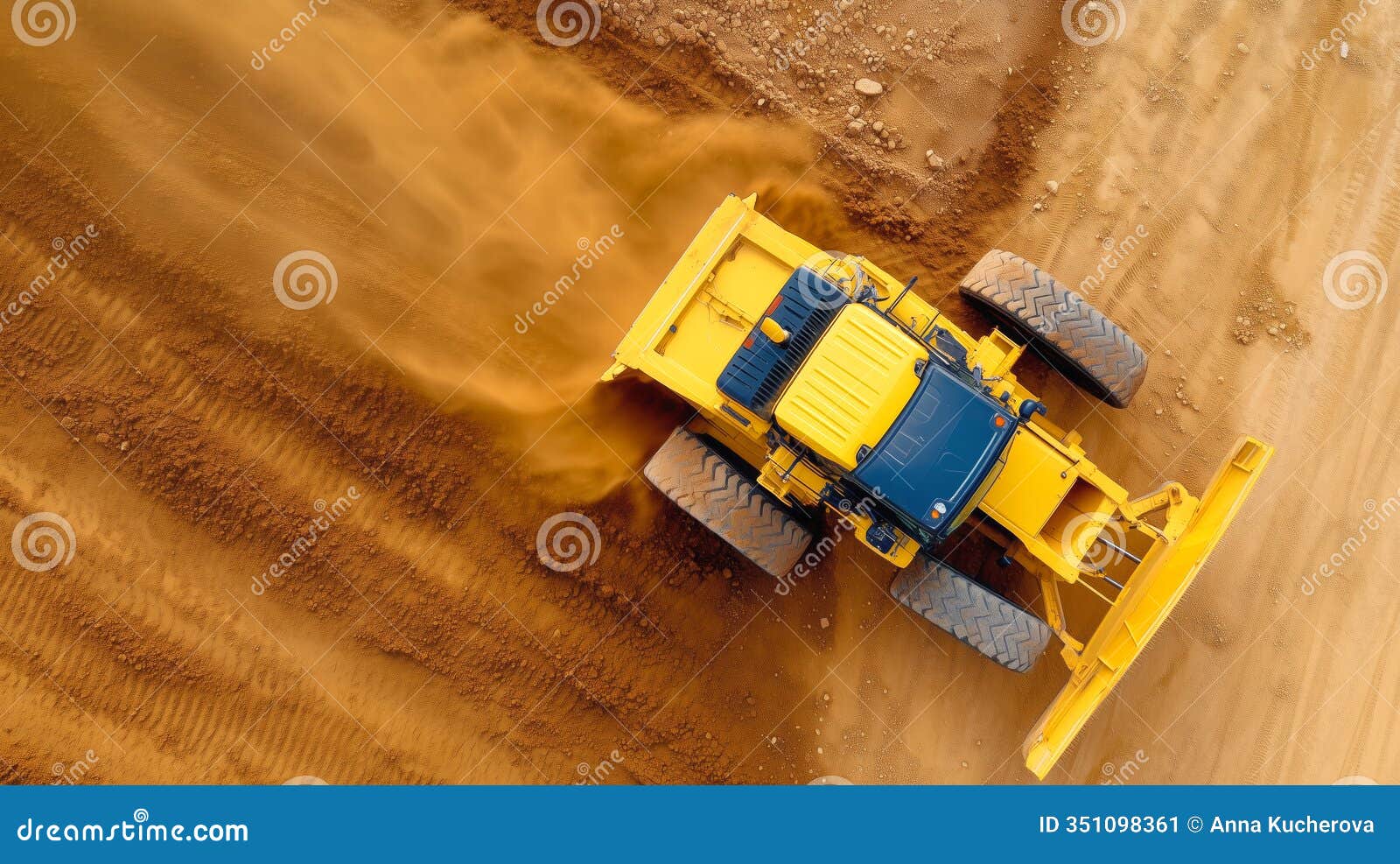 Yellow Construction Vehicle Grading Dirt on a Worksite Stock ...
