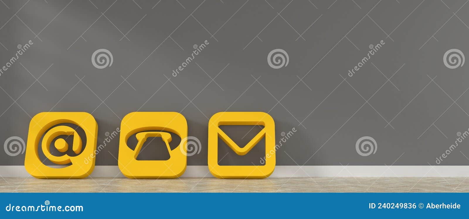 Yellow Contact Icons in a Grey Room Stock Illustration - Illustration ...