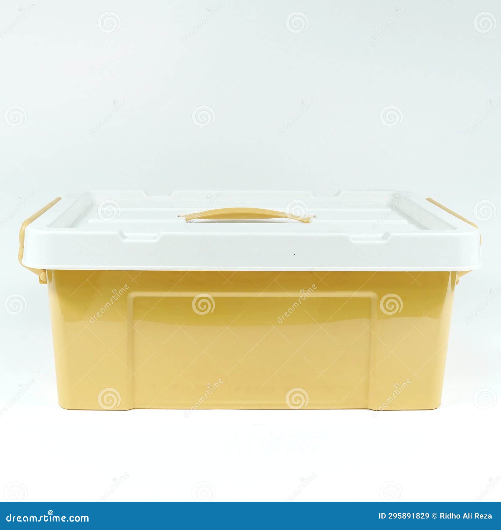 Yellow Container Box with White Lid Stock Image - Image of room, shelf ...