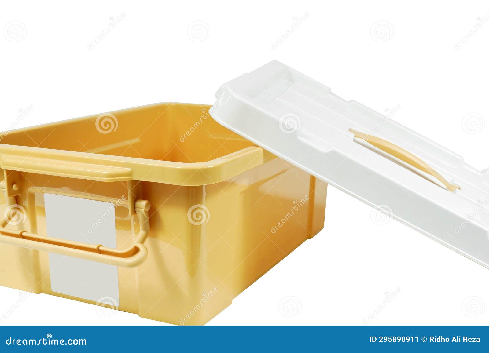 Yellow Container Box with White Lid Stock Image - Image of baground ...