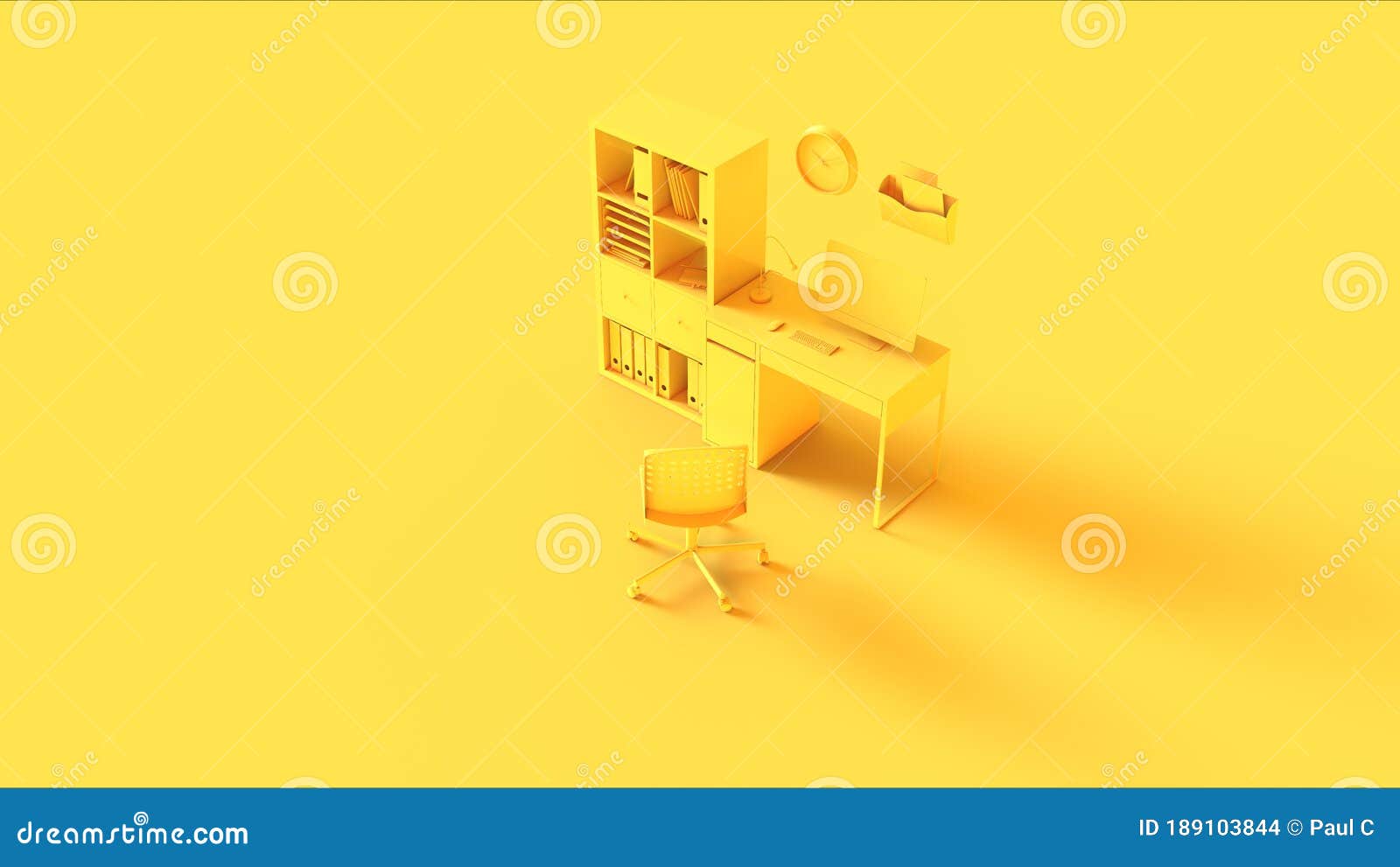 Yellow Contemporary Home Office Setup Stock Illustration - Illustration ...