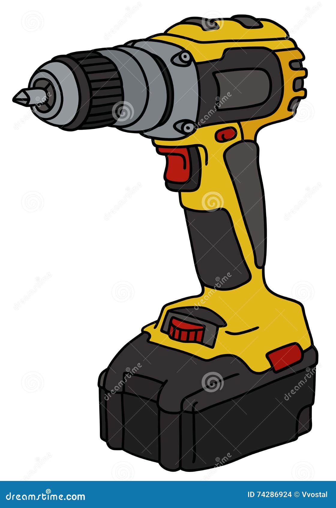 Yellow Cordless Screwdriver Stock Vector - Illustration of steel ...