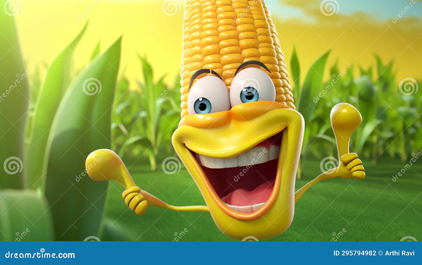Cartoon character of corn stock illustration. Illustration of jolly ...