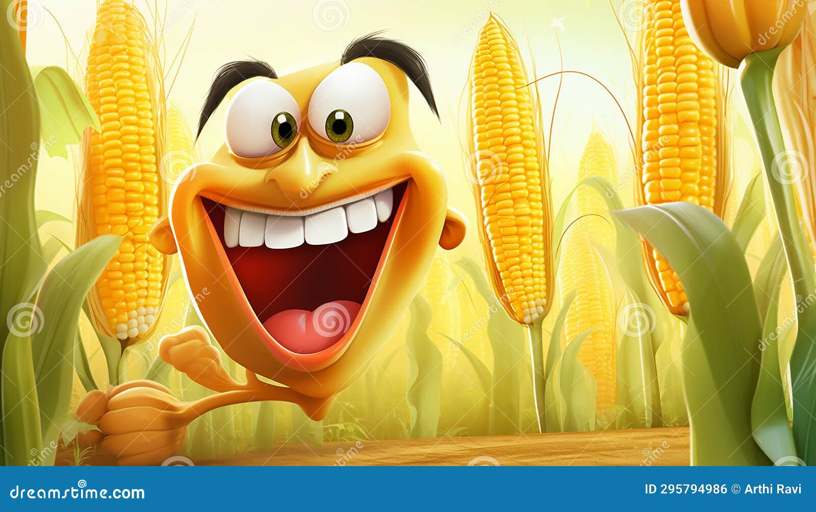 Cartoon character of corn stock illustration. Illustration of jolly ...