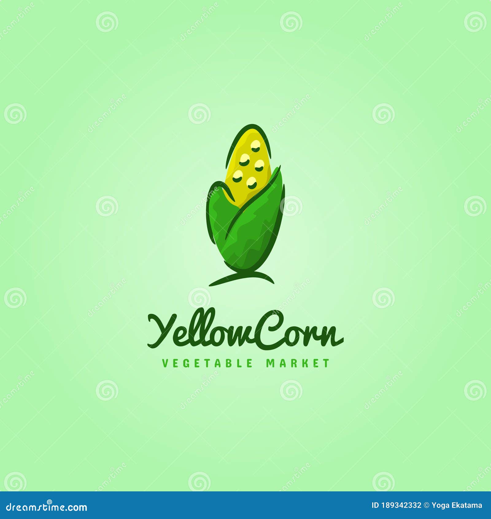 Yellow Corn Logo Template in Cartoon Shade Flat Sketch Style. Stock ...