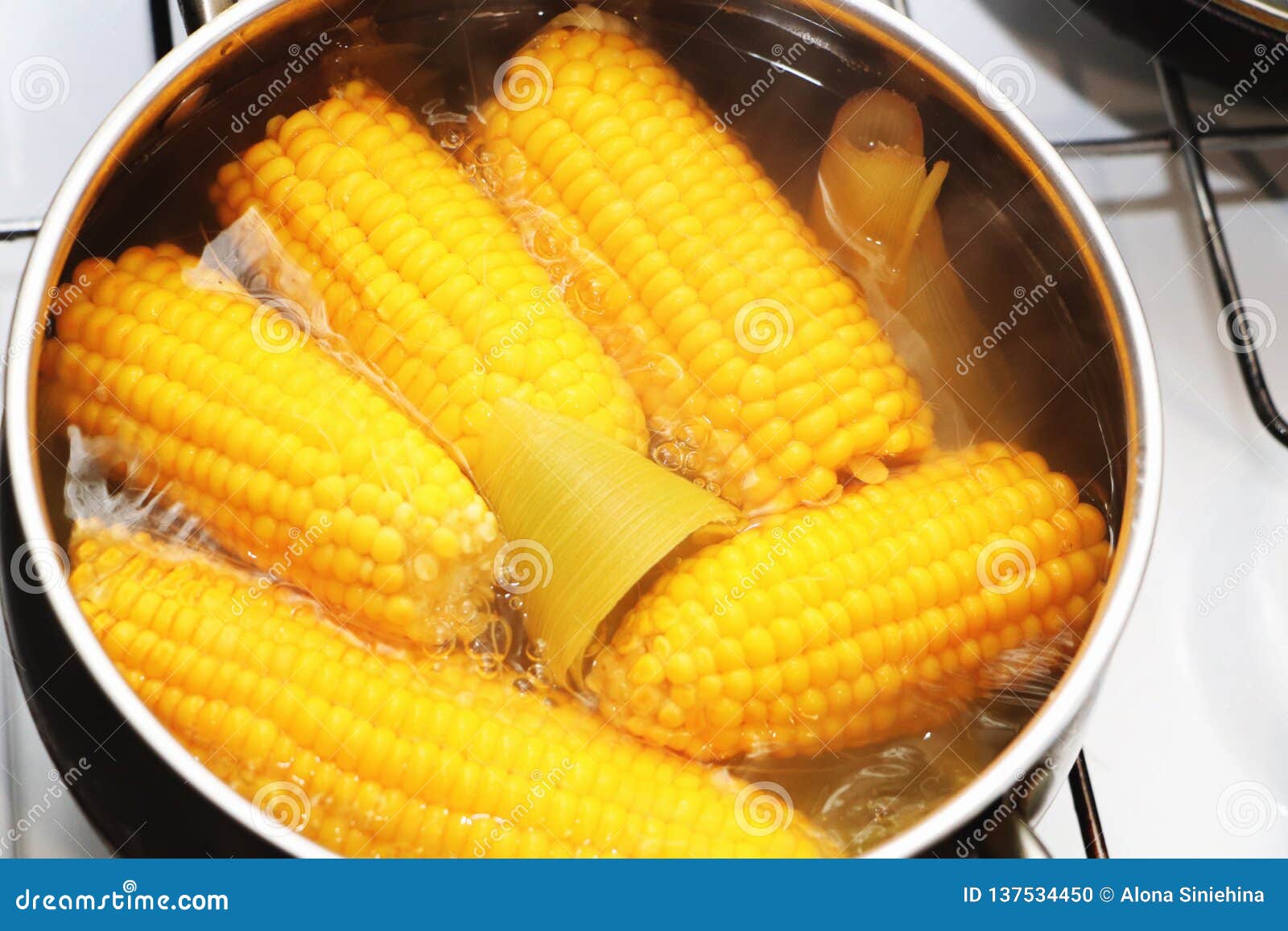 Yellow Corn Stew in a Saucepan. Flavored Dinner Stock Photo - Image of ...