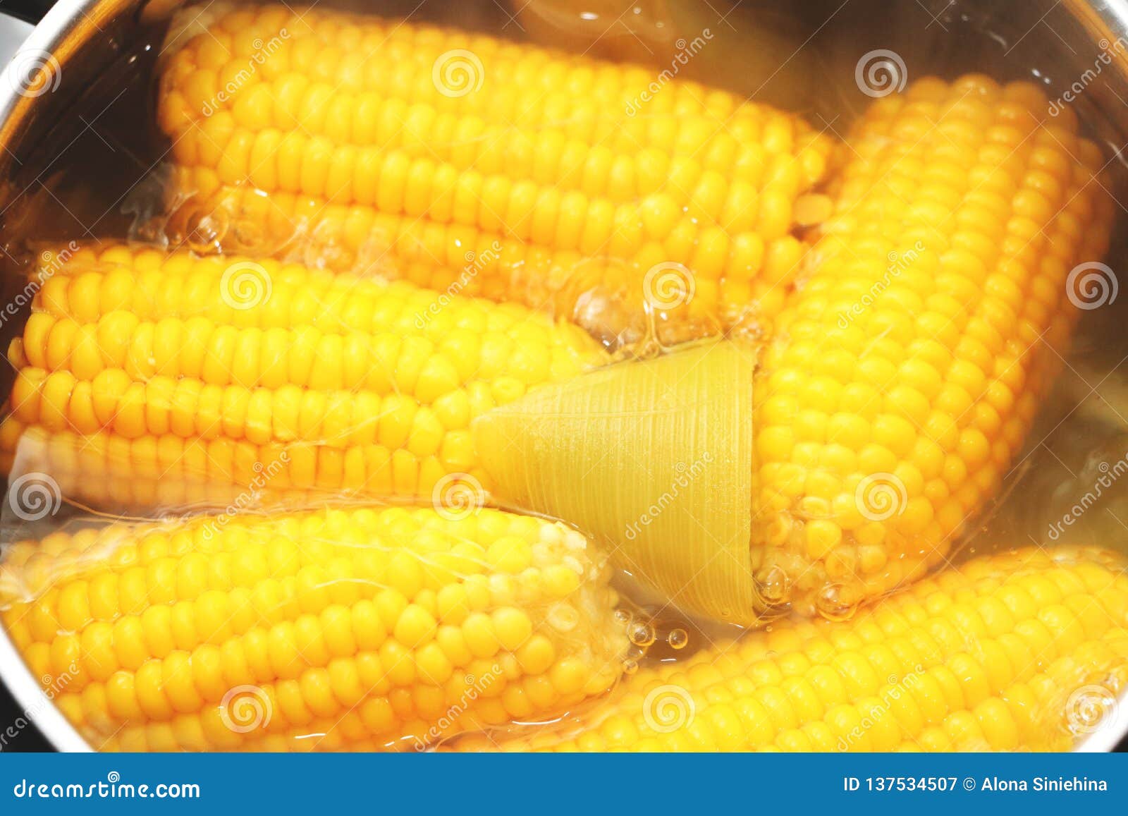 Yellow Corn Stew in a Saucepan. Flavored Dinner Stock Image - Image of ...