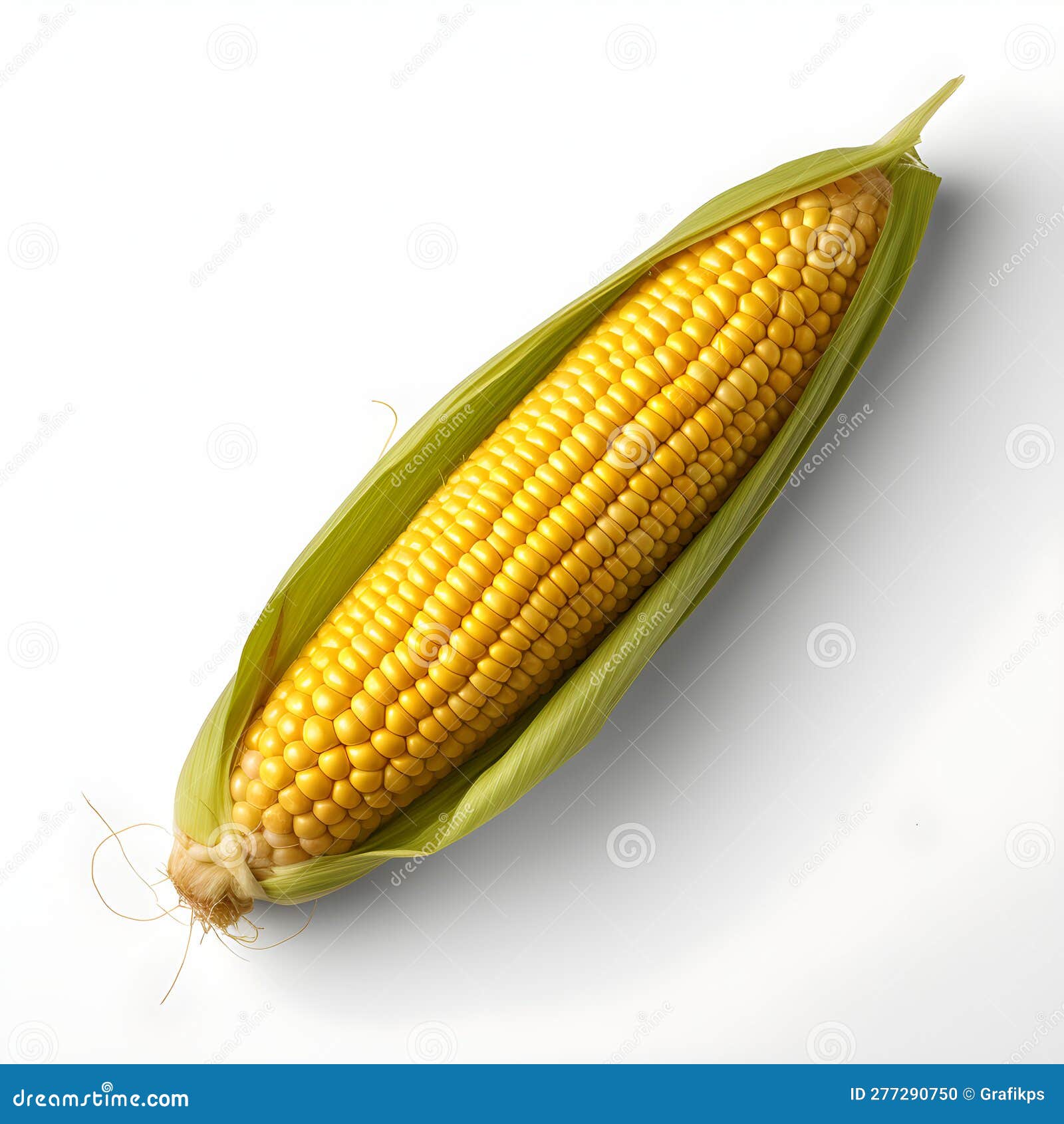 Yellow Corn on a White Background. the Distinct Kernels of Corn are ...