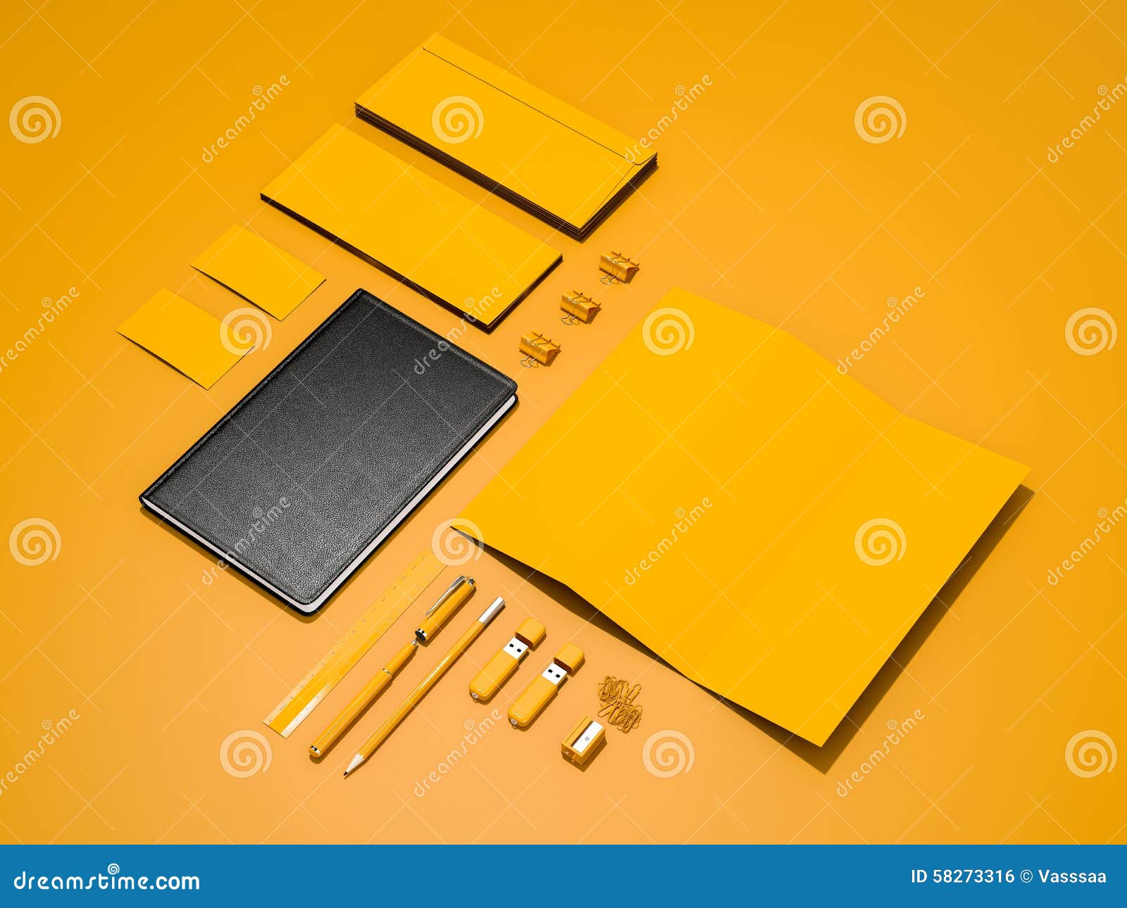 Yellow Corporate Identity Mockup Stock Illustration - Illustration of ...