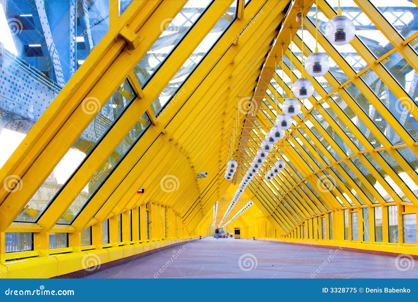 Yellow Corridor, Spheres and P Stock Image - Image of architecture ...