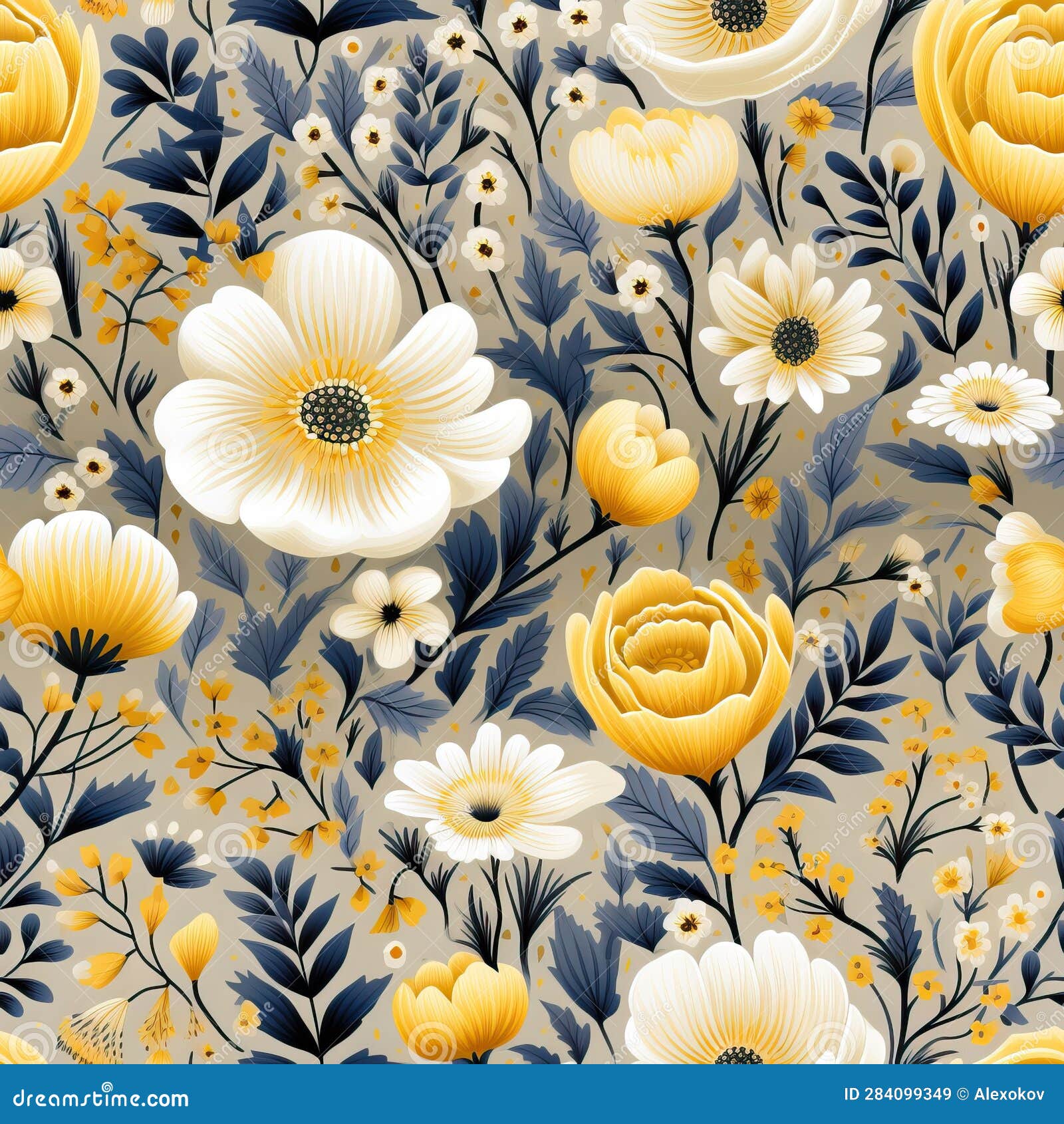 Yellow Cottagecore Seamless Pattern AI Generated Stock Illustration ...