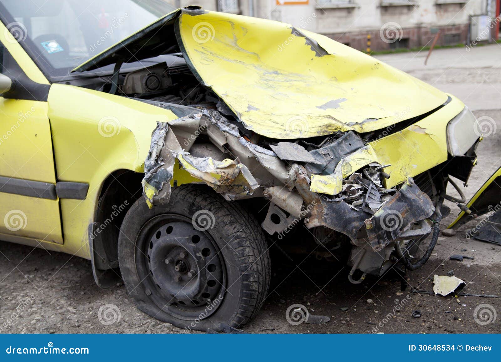 Yellow crashed car stock photo. Image of bender, dancer - 30648534