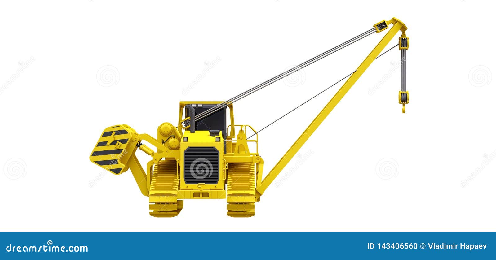 Yellow Crawler Crane With Side Boom. 3d Rendering Stock Photography ...