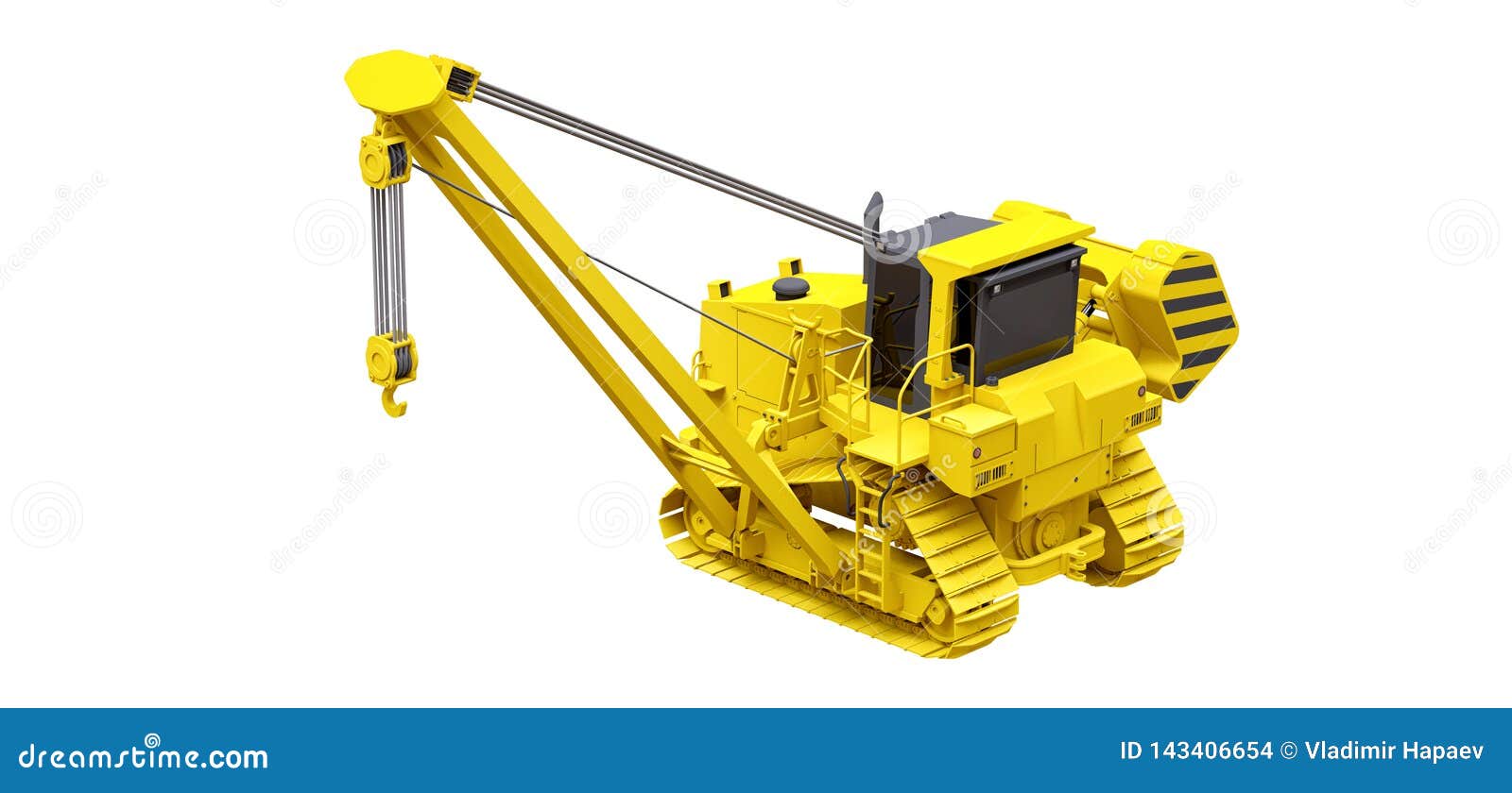 Yellow Crawler Crane with Side Boom. 3d Rendering Stock Illustration ...