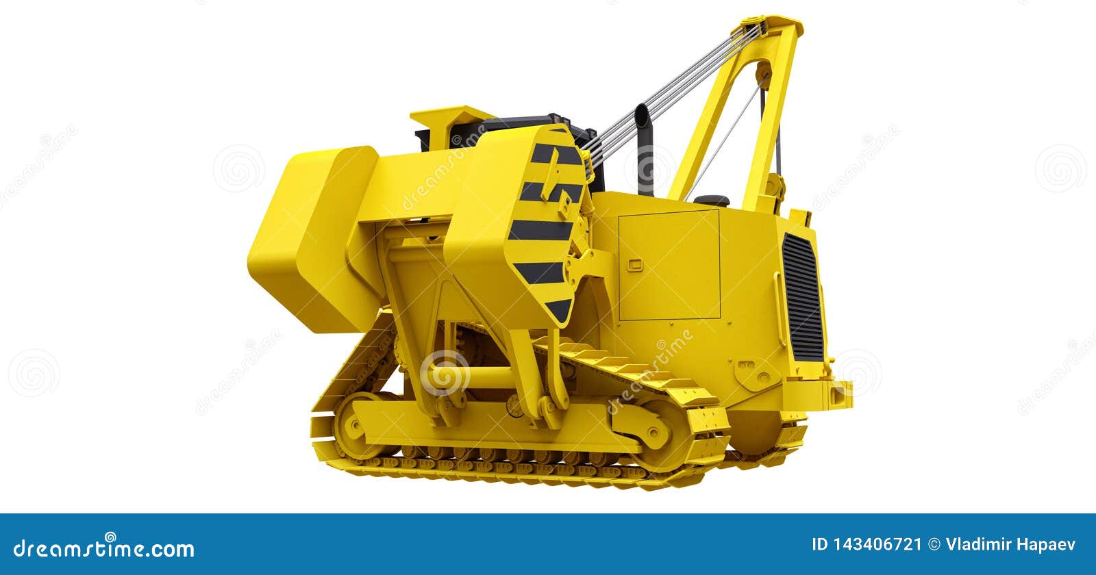 Yellow Crawler Crane with Side Boom. 3d Rendering Stock Illustration ...