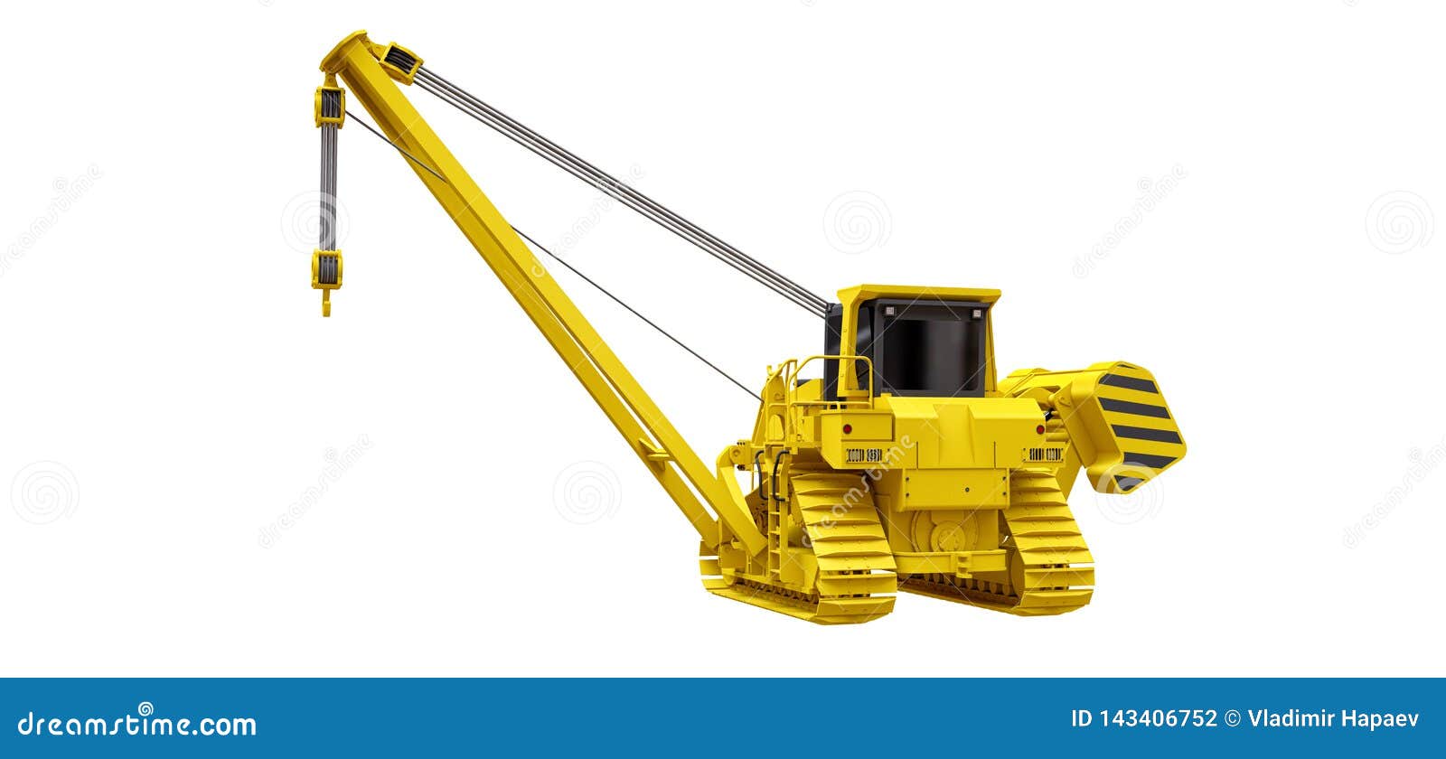 3D Rendering Red Crawler Excavator Rear View On White Background With ...