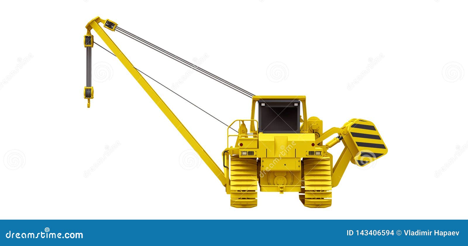 Yellow Crawler Crane With Side Boom. 3d Rendering Stock Photography ...