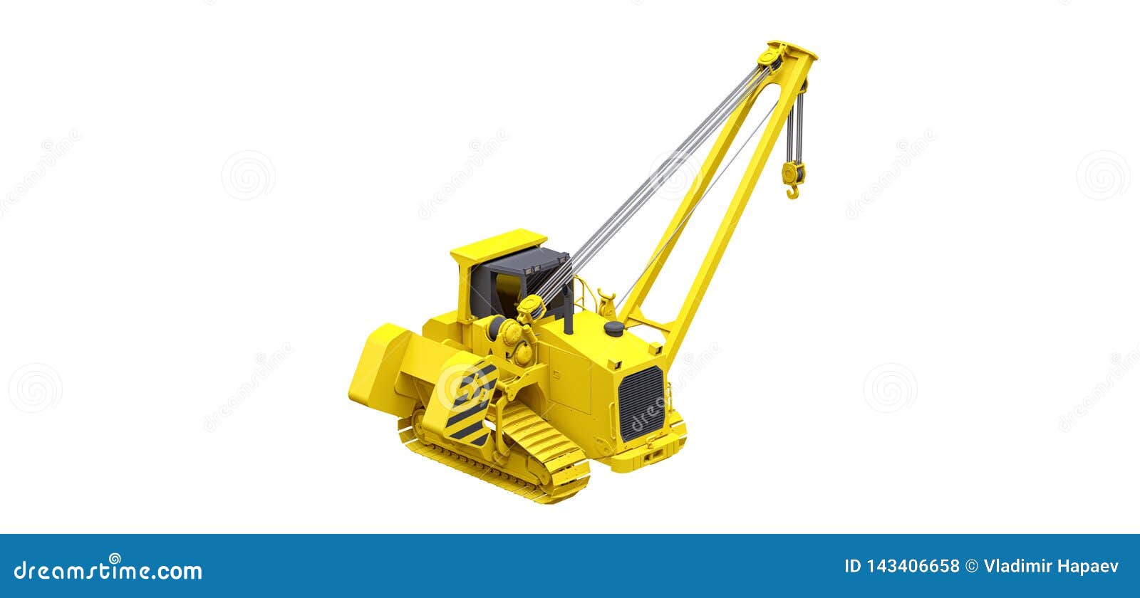 Yellow Crawler Crane with Side Boom. 3d Rendering Stock Illustration ...