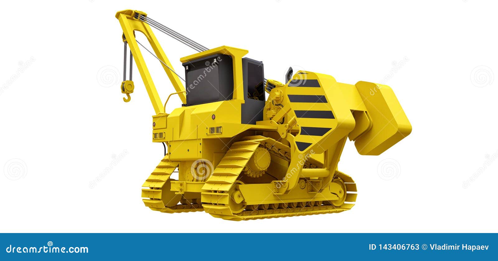 Yellow Crawler Crane with Side Boom. 3d Rendering Stock Illustration ...
