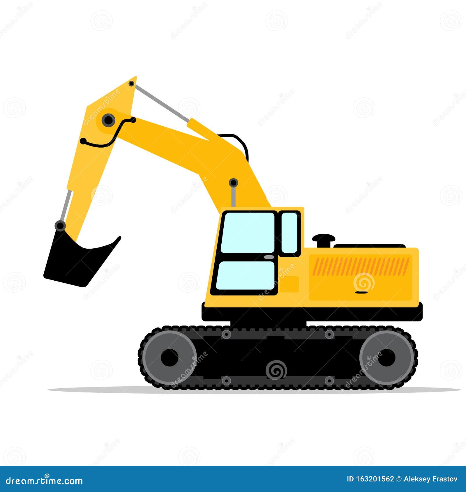 Yellow Crawler Excavator. Side View. Vector Illustration. Stock Vector ...