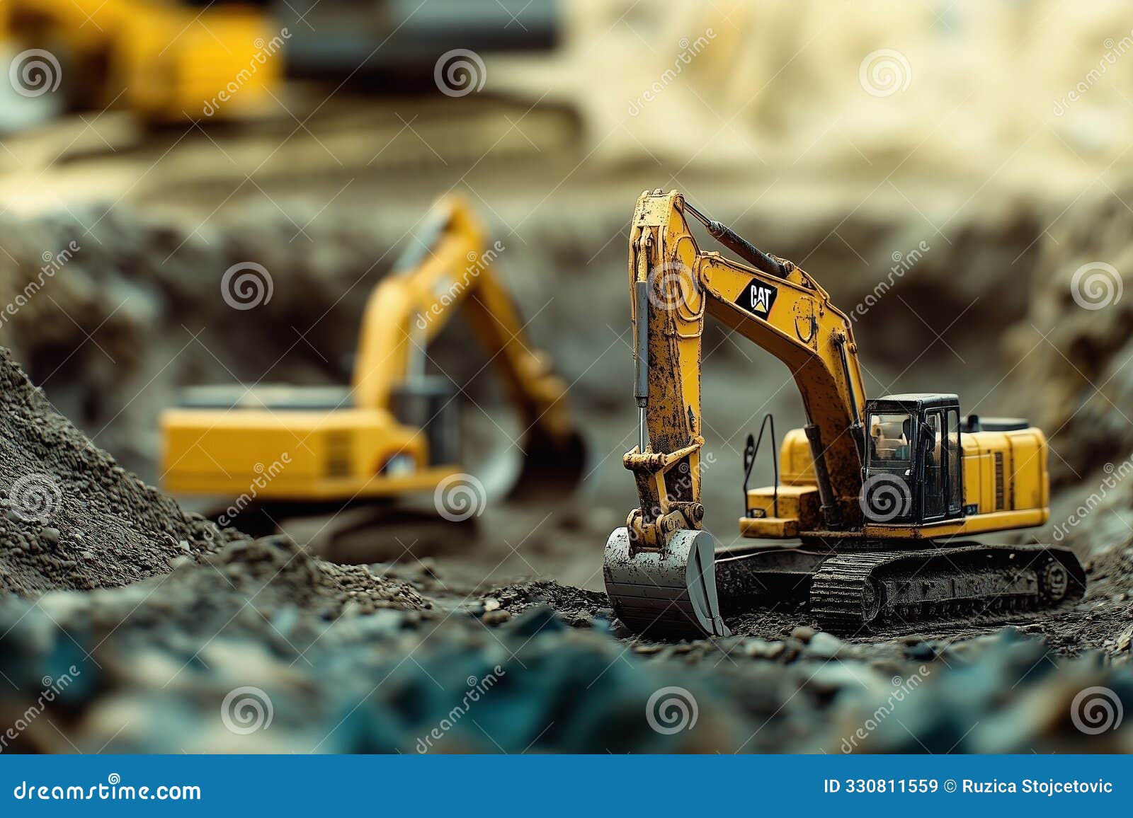 Crawler Excavators In Cartoon Style, Vector | CartoonDealer.com #325989292