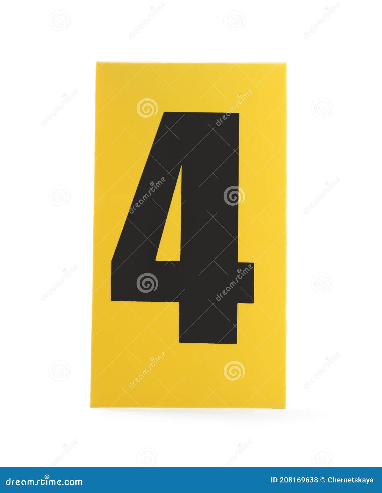 Yellow Crime Scene Marker with Number Four on White Background Stock ...