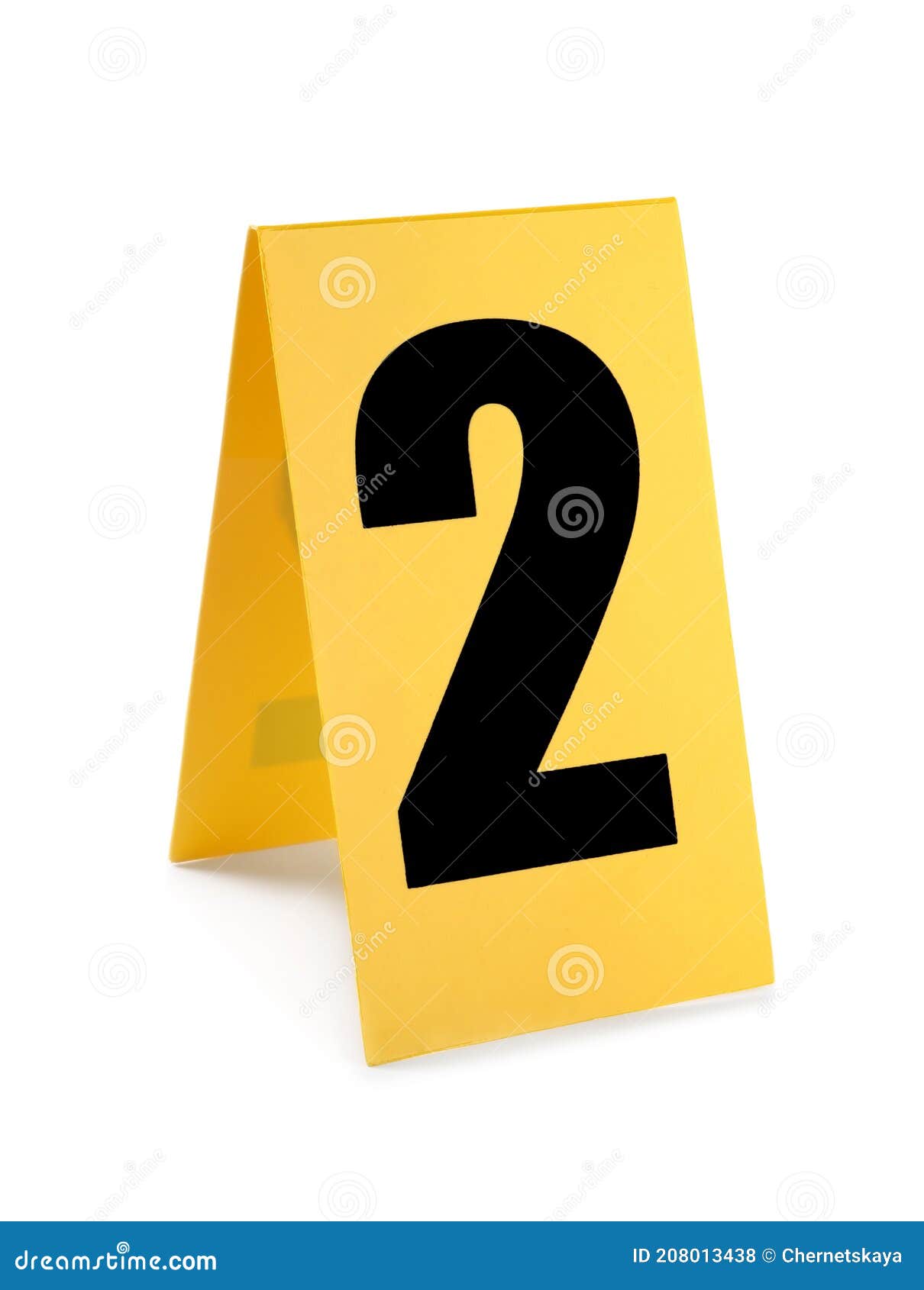 Yellow Crime Scene Marker with Number Two on White Background Stock ...