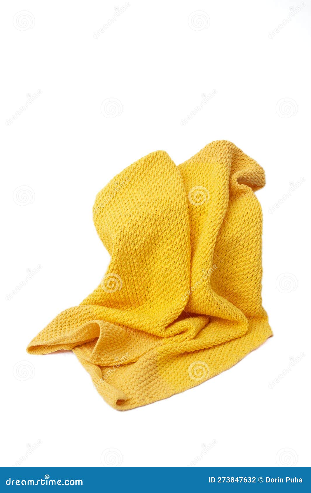 Yellow Crochet Blanket Folds Arranged on White Stock Photo - Image of ...