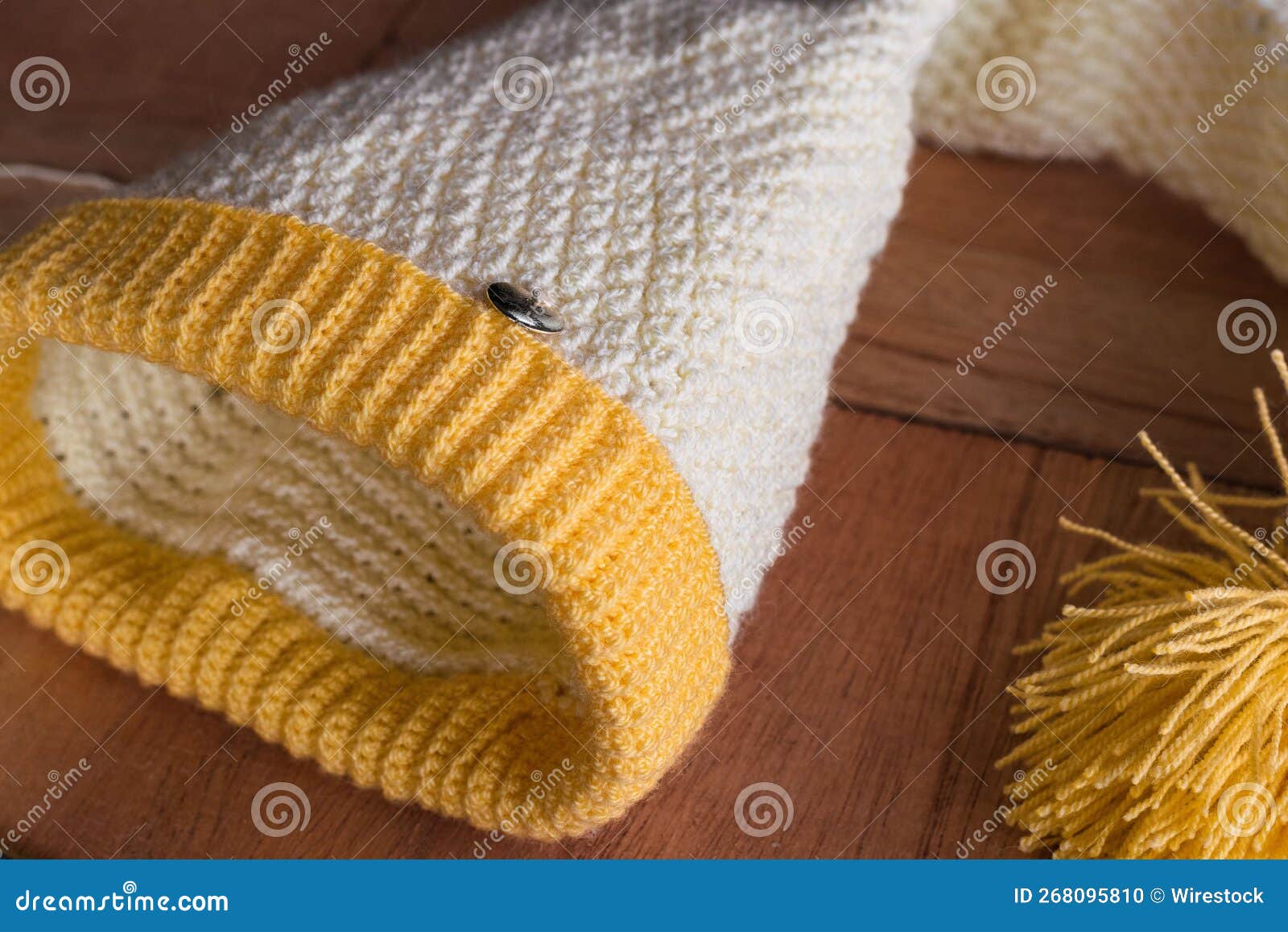 Yellow Crocheted Hat with Materials for Designing and Knitting Garments ...