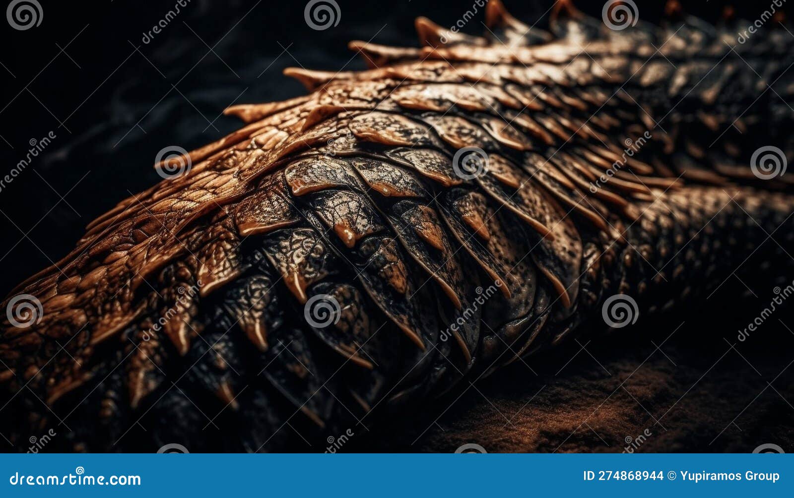 Yellow Crocodile Scales Patterned on Dark Background Generative AI ...