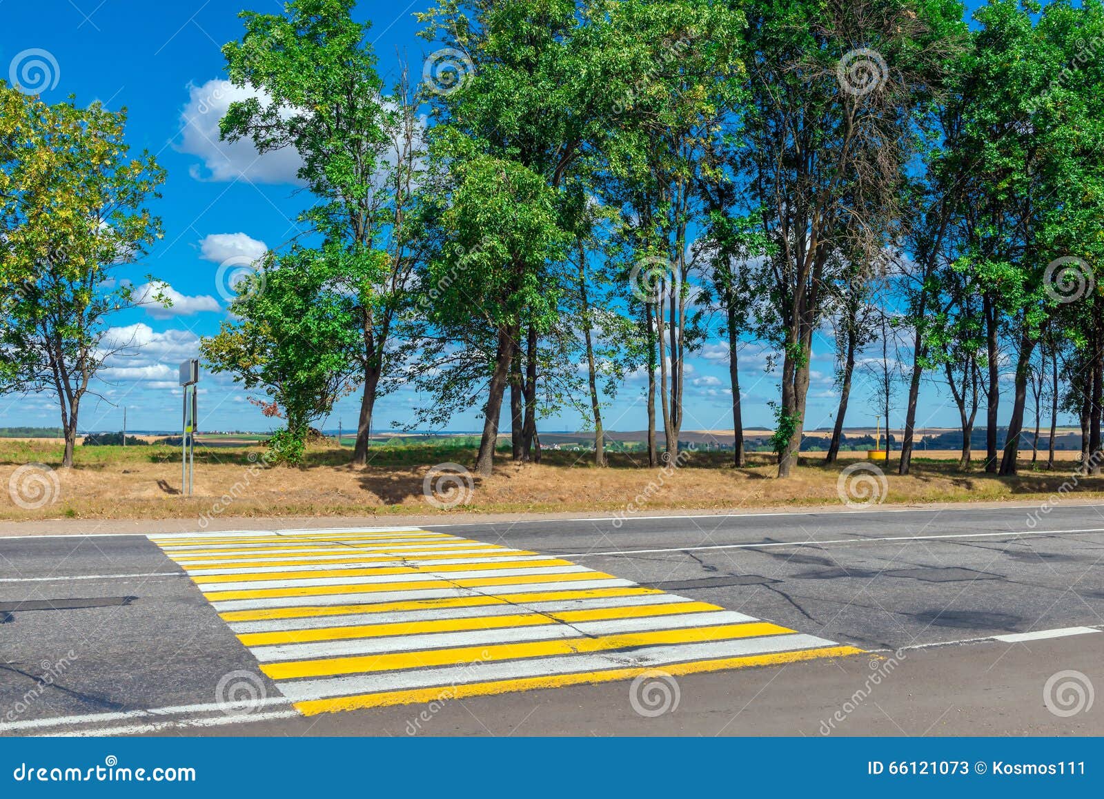 Yellow Crosswalk Empty Highway Stock Image - Image of pedestrian ...