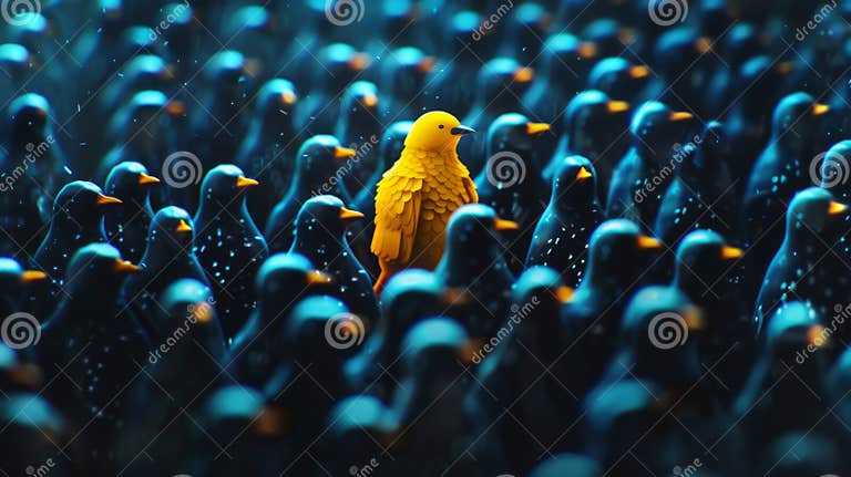 A Yellow Crow Alone among a Crowd of Black Crows Emphasizes the Idea of ...