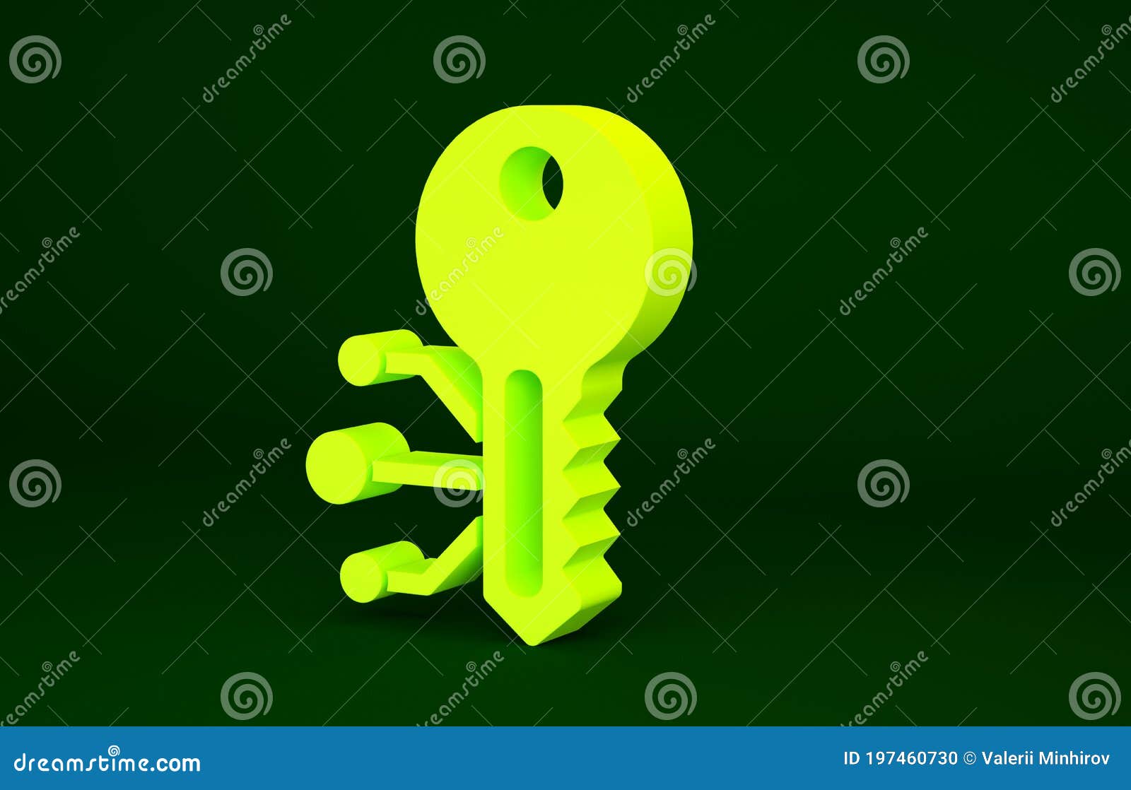 Yellow Cryptocurrency Key Icon Isolated on Green Background. Concept of ...